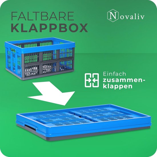 Opvouwbare Klapbox 45 Liter Blauw - Set van 4 met Handgrepen | bol