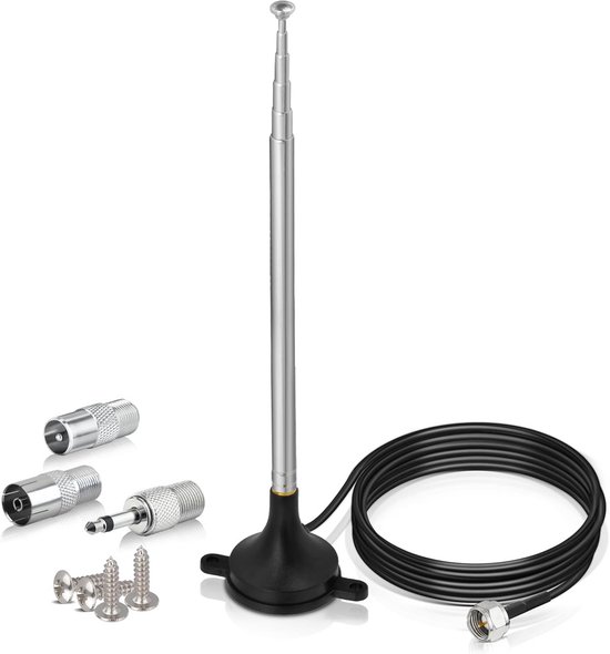 DAB FM Radio Antenne Binnen met Magnetische Voet en 3m Kabel ...