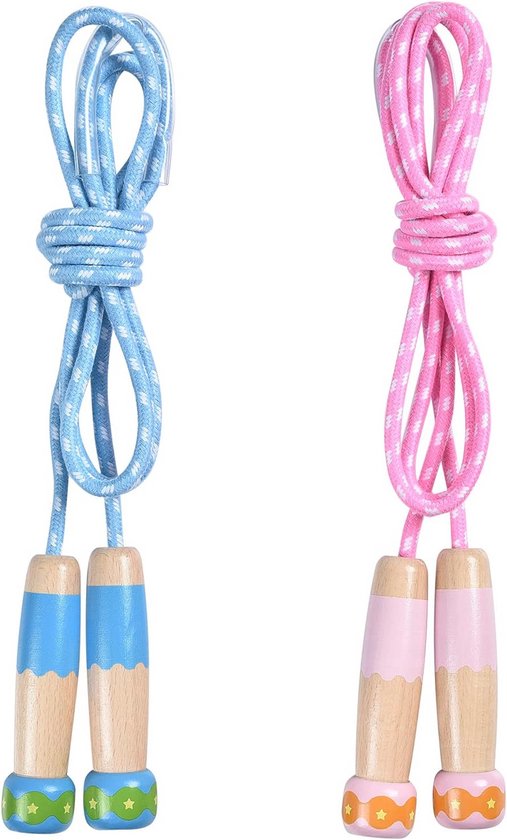 Verstelbaar Springtouw voor Kinderen, 2 Stuks, Houten Handvat en ...