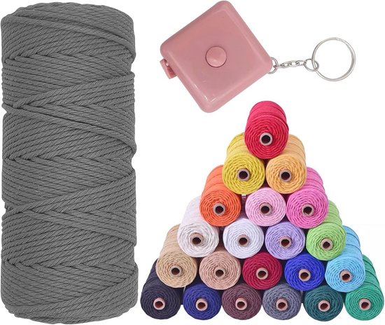 Macrame koord 3 mm - 100% natuurlijk katoen - 109 Yards (100 m ...