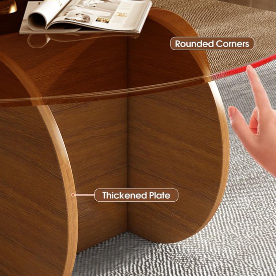Salon Tafel met Glazen Blad - Walnoot en Bruin (31,5 inch) | bol
