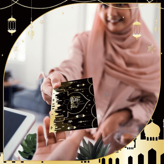 150 Luxe Eid Mubarak Geld Enveloppen voor Ramadan Cadeau - Zwart & Goud ...