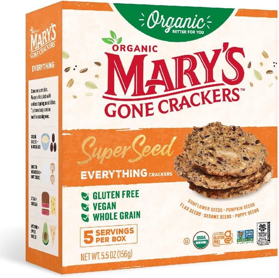Biologische Super Seed Crackers - Knoflook, Ui, Maanzaad, Quinoa - 155g ...