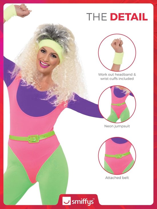 Costume 80s Workout avec Jumpsuit et Accents Néon | bol