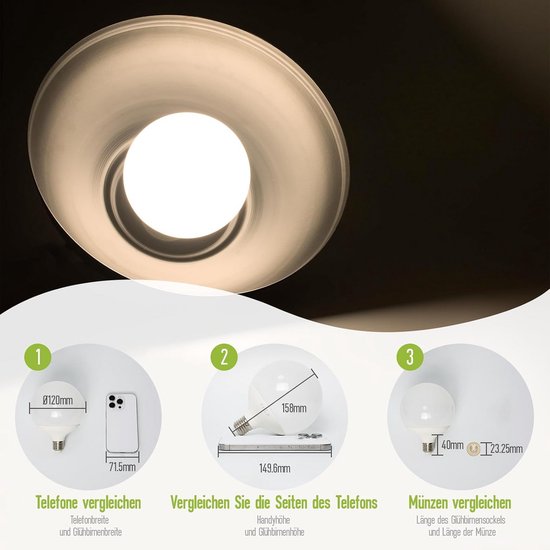 Grande Lampe LED E27 Bol 20W Remplace 160W - 4000K Lumière Blanche ...