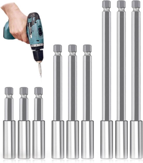 9-Piece Magnetic Bit Extension Set - Extension Bit Holder - Bit ...