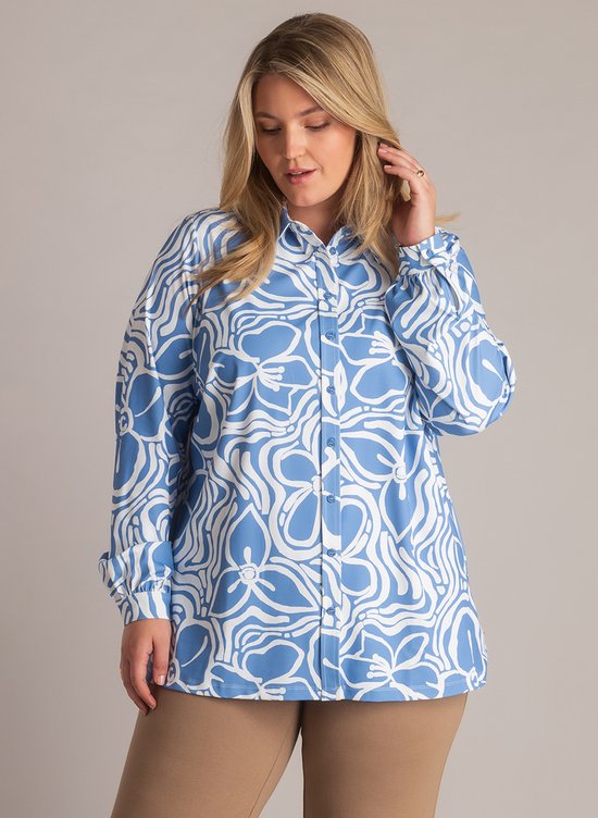 YEST CURVE Vedita Essential Tops - Uniform Blue/Off Whi - maat 0(46) | bol