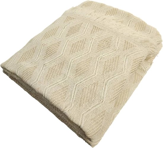 Bankdeken Rombos Beige - Katoen - 125 x 180 cm | bol