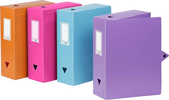 Set van 4 opbergdozen A4 met drukknoopsluiting – Ruimtebesparend en ...