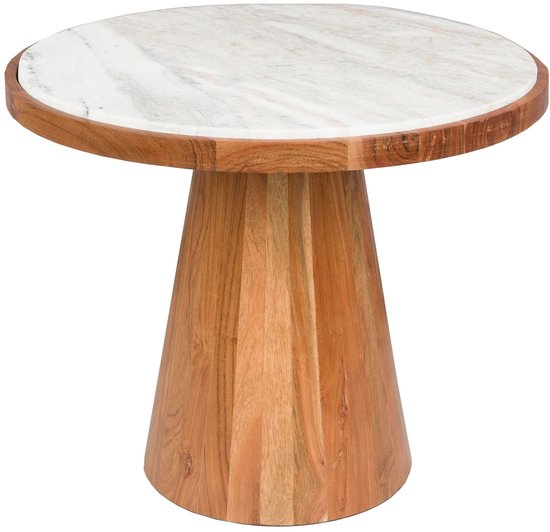 Housecraft Living Mees Salontafel Rond 50 cm Marmer/ Hout - Bruin | bol