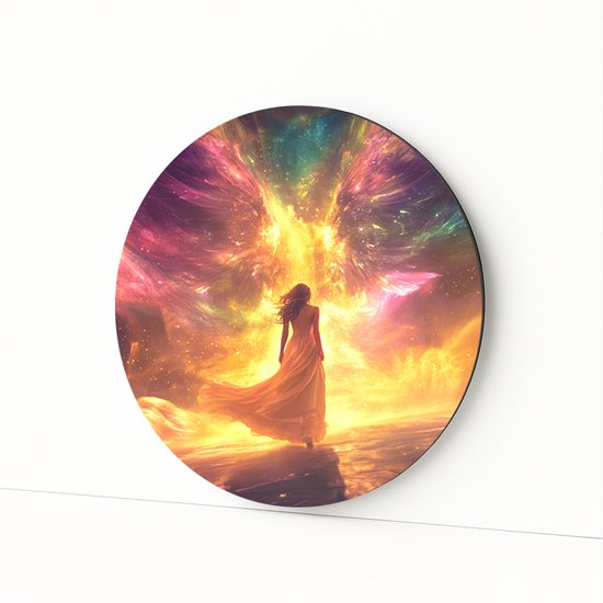 Hemelse vleugels en gloed - Wandkunst rond - Dibond muurcirkel ...