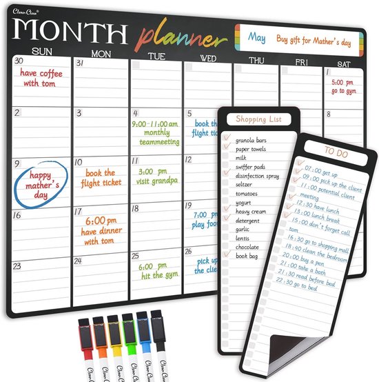 Maandkalender 17"x12" - Magnetische Maandelijkse Planner met Lijstblok ...