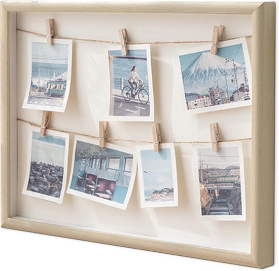Fotolijst Collage met Clips voor Polaroidfoto's - Houten Fotocollage ...