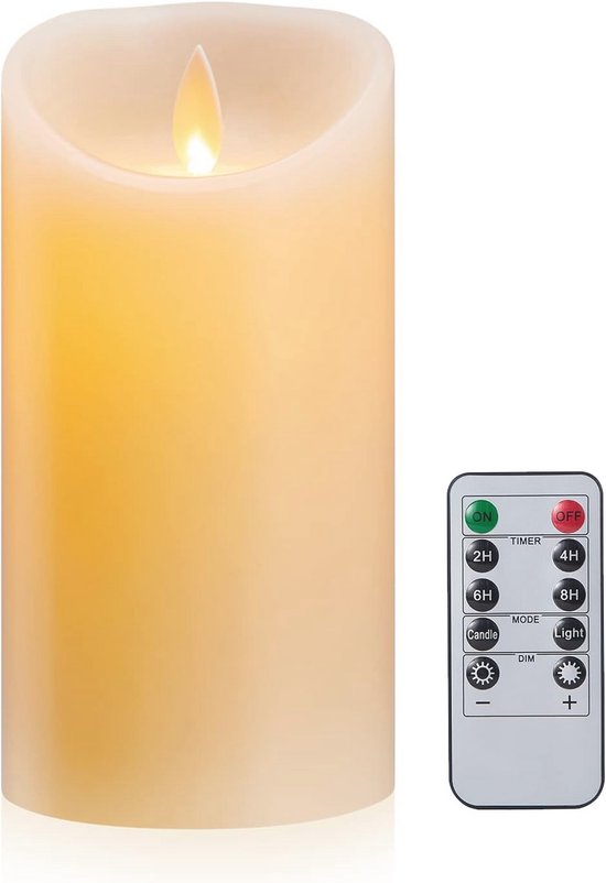 LED Kaars met Afstandsbediening - Echte Wax, 15cm, Ivoor - Vlamloos ...