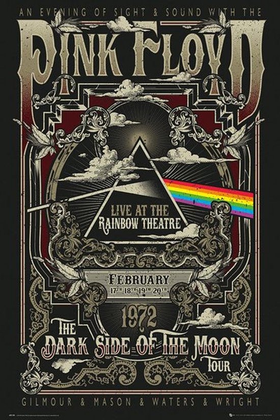 Iconisch Pink Floyd Concertposter Live London 61x91,5cm met 2x Zwarte ...