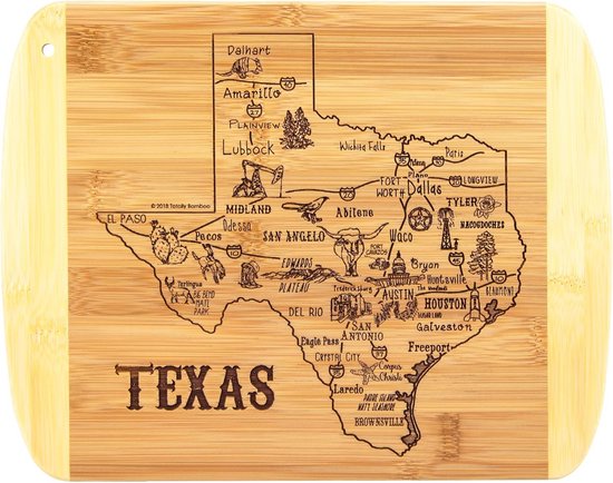 Bamboe Serveer- en Snijplank met Texas Thema Ontwerp | bol