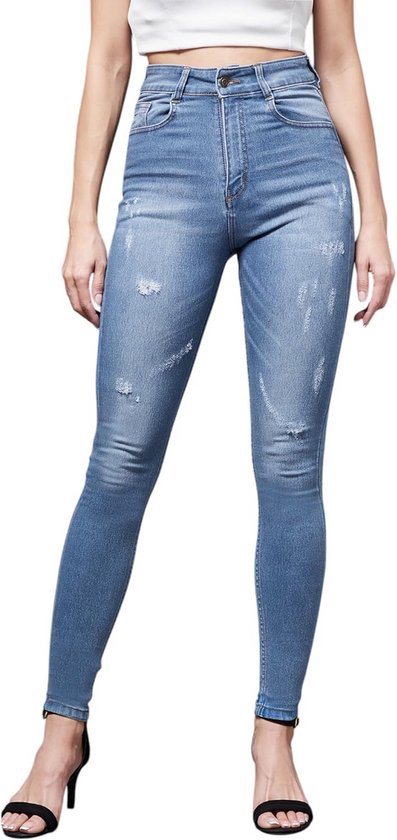 Stretch Jeans met Hoge Taille voor Dames in Regular Fit | bol