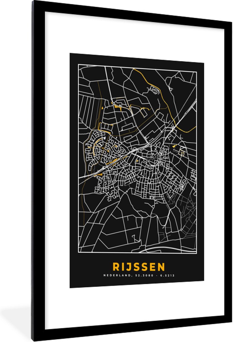 Fotolijst incl. Poster - Rijssen - Plattegrond - Stadskaart - Kaart ...