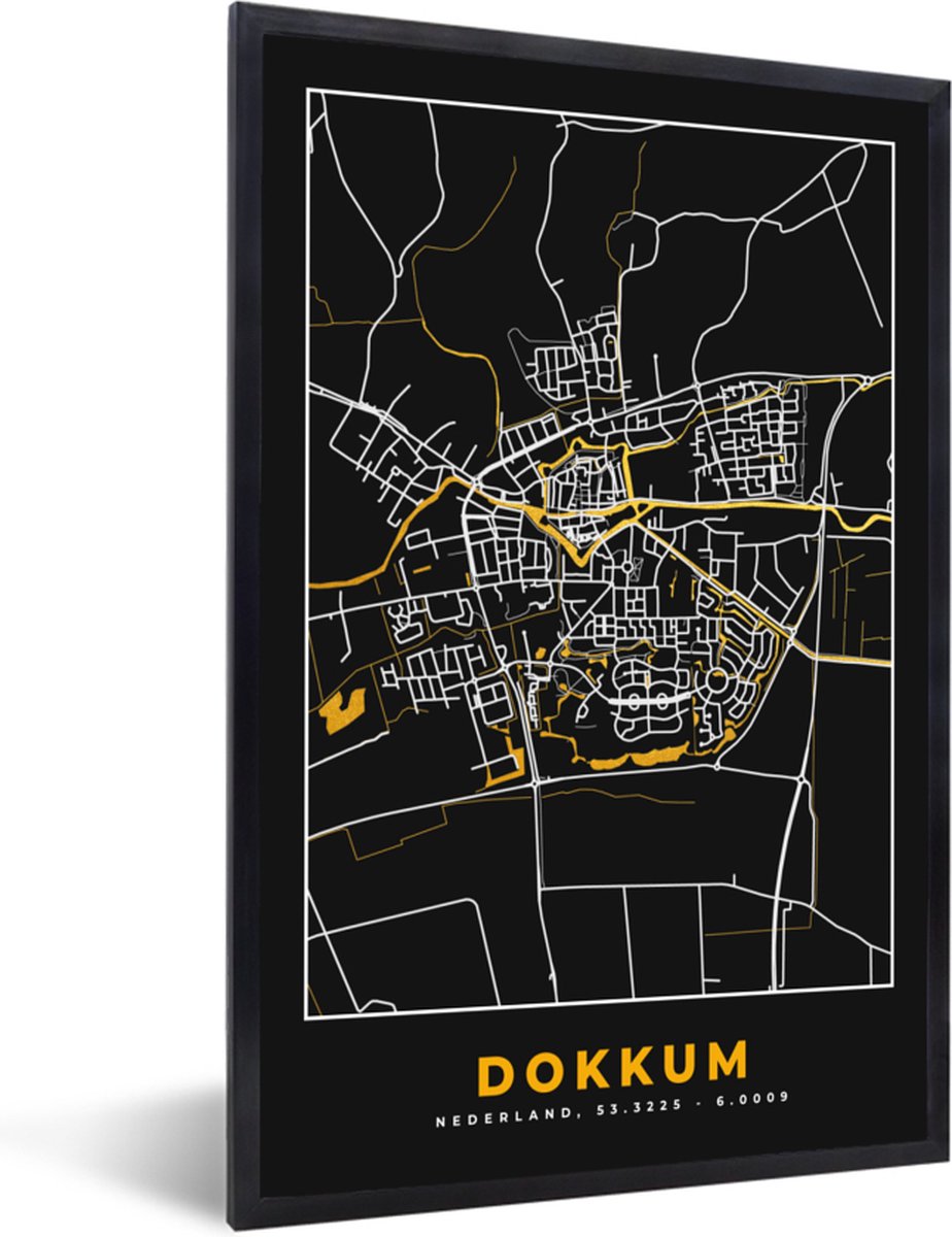 Fotolijst incl. Poster - Dokkum - Stadskaart - Plattegrond - Kaart ...