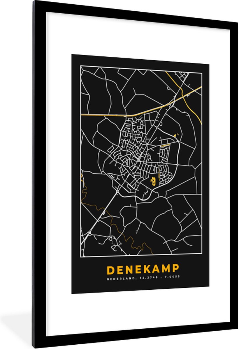 Fotolijst incl. Poster - Plattegrond - Goud - Denekamp - Kaart ...