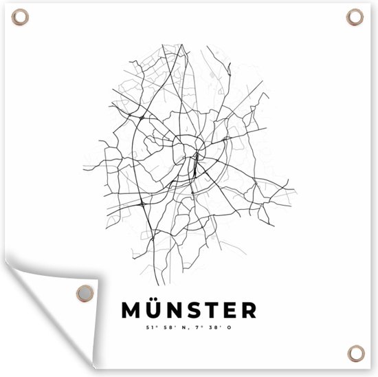Tuinposters Stadskaart – Zwart Wit - Kaart – Münster – Duitsland ...