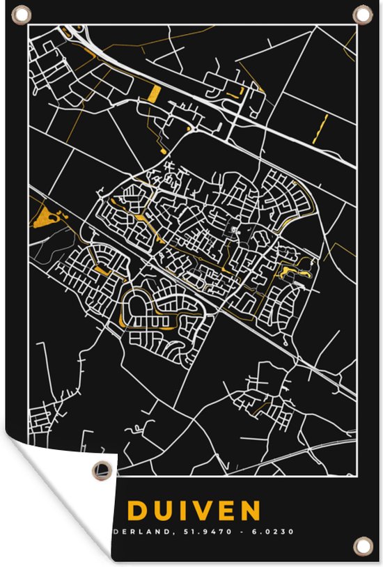 Tuindecoratie Duiven - Black and Gold - Stadskaart - Plattegrond ...