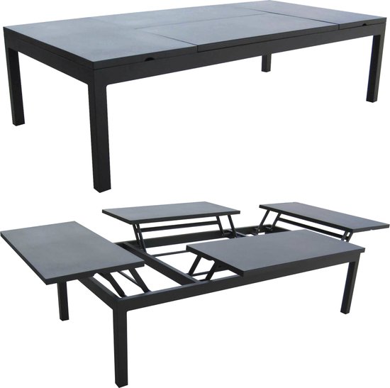 DKS - Uitklapbare tuin salontafel Herculis aluminium zwart 4 delen ...