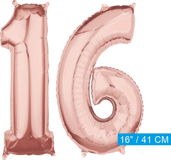 Folie rosé goud cijfer 17 ballonnen. | bol.com