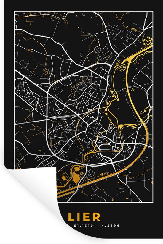 Muurstickers - Sticker Folie - Lier - Kaart - Plattegrond - Goud ...
