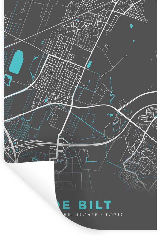 Muurstickers - Sticker Folie - De Bilt - Stadskaart - Kaart ...