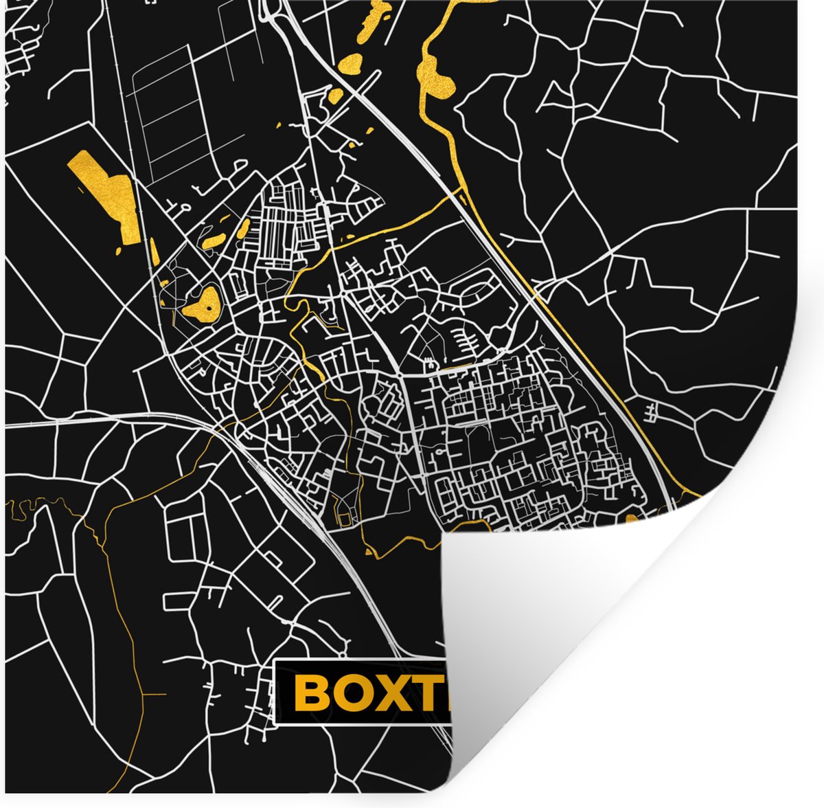 Stickers muraux - Boxtel - Or - Plan de la ville - Carte - Carte ...