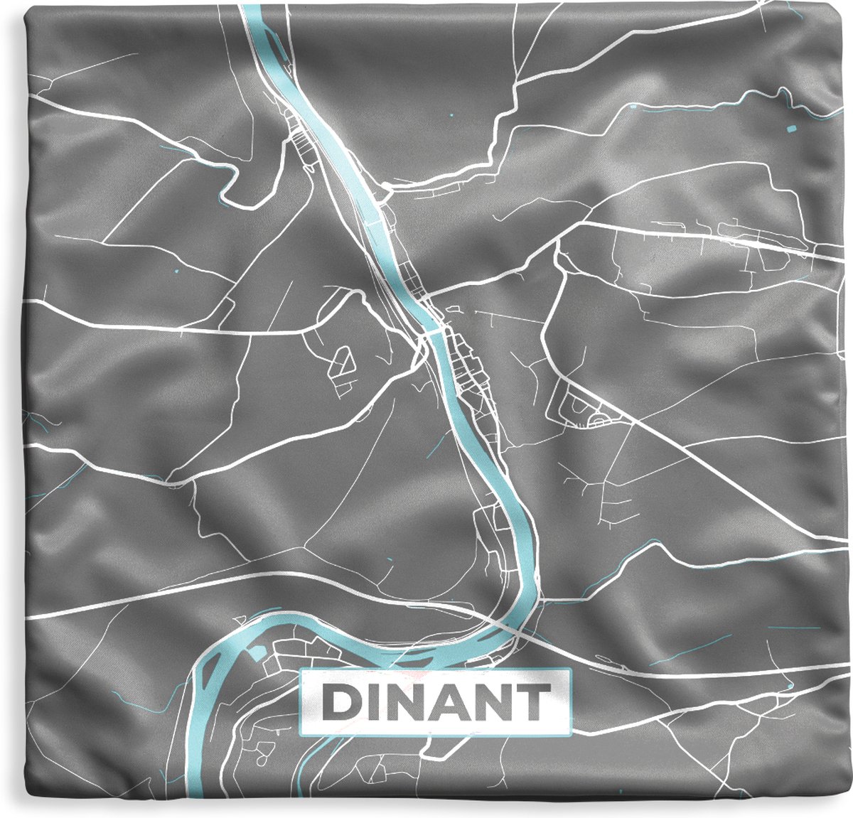 Kussenhoes 60x60 cm - België – Dinant – Stadskaart – Kaart – Blauw ...