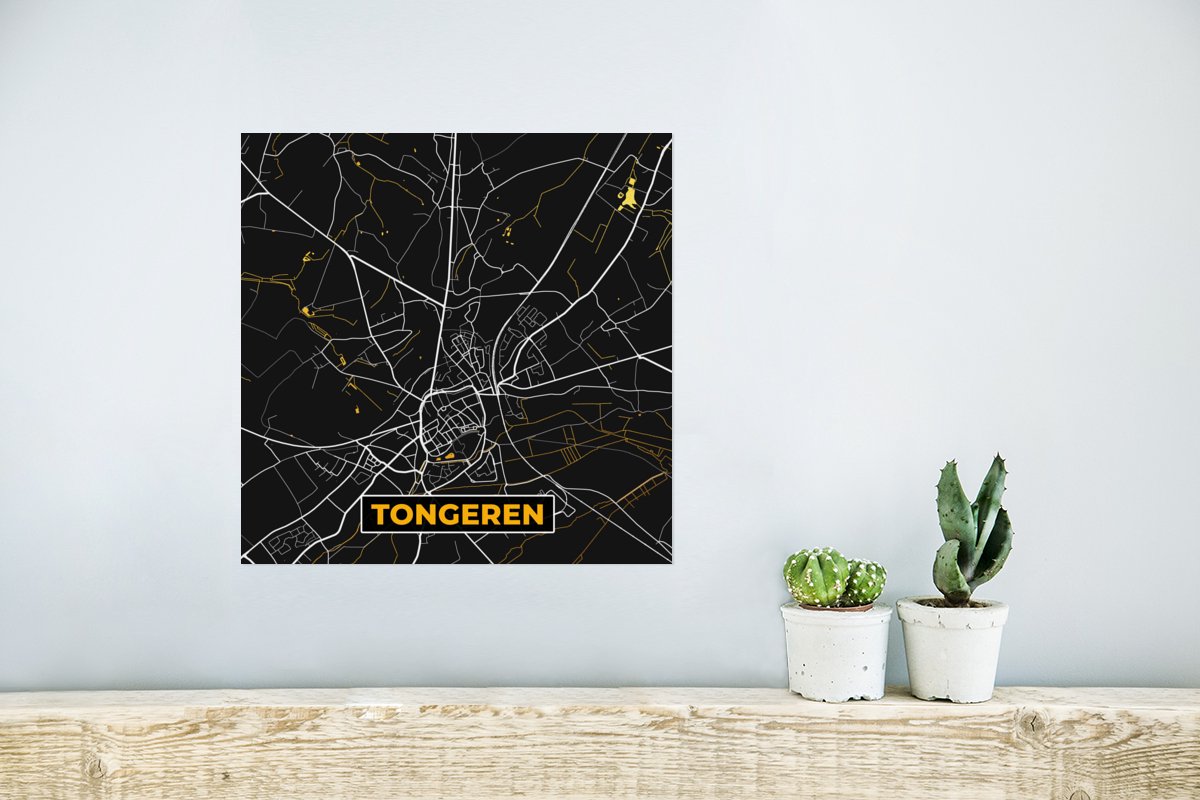 Poster Stadskaart - Tongeren - Kaart - Gold - Plattegrond - 30x30 cm ...