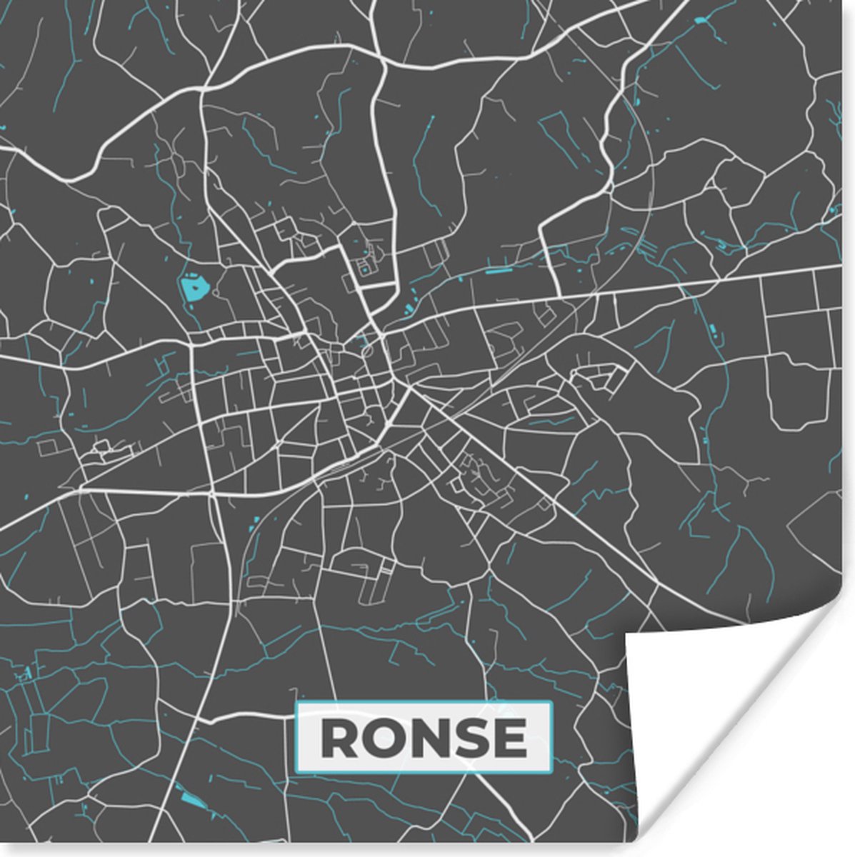 Poster België – Ronse – Stadskaart – Kaart – Blauw – Plattegrond ...