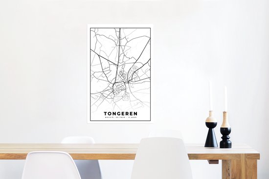Poster Plattegrond – Tongeren – Zwart Wit – Stadskaart - Kaart - België ...