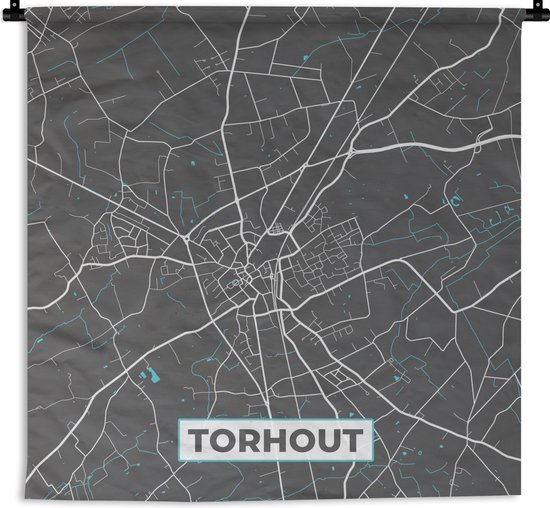 Wandkleed - Wanddoek - Plattegrond – Torhout – Blauw – Stadskaart ...