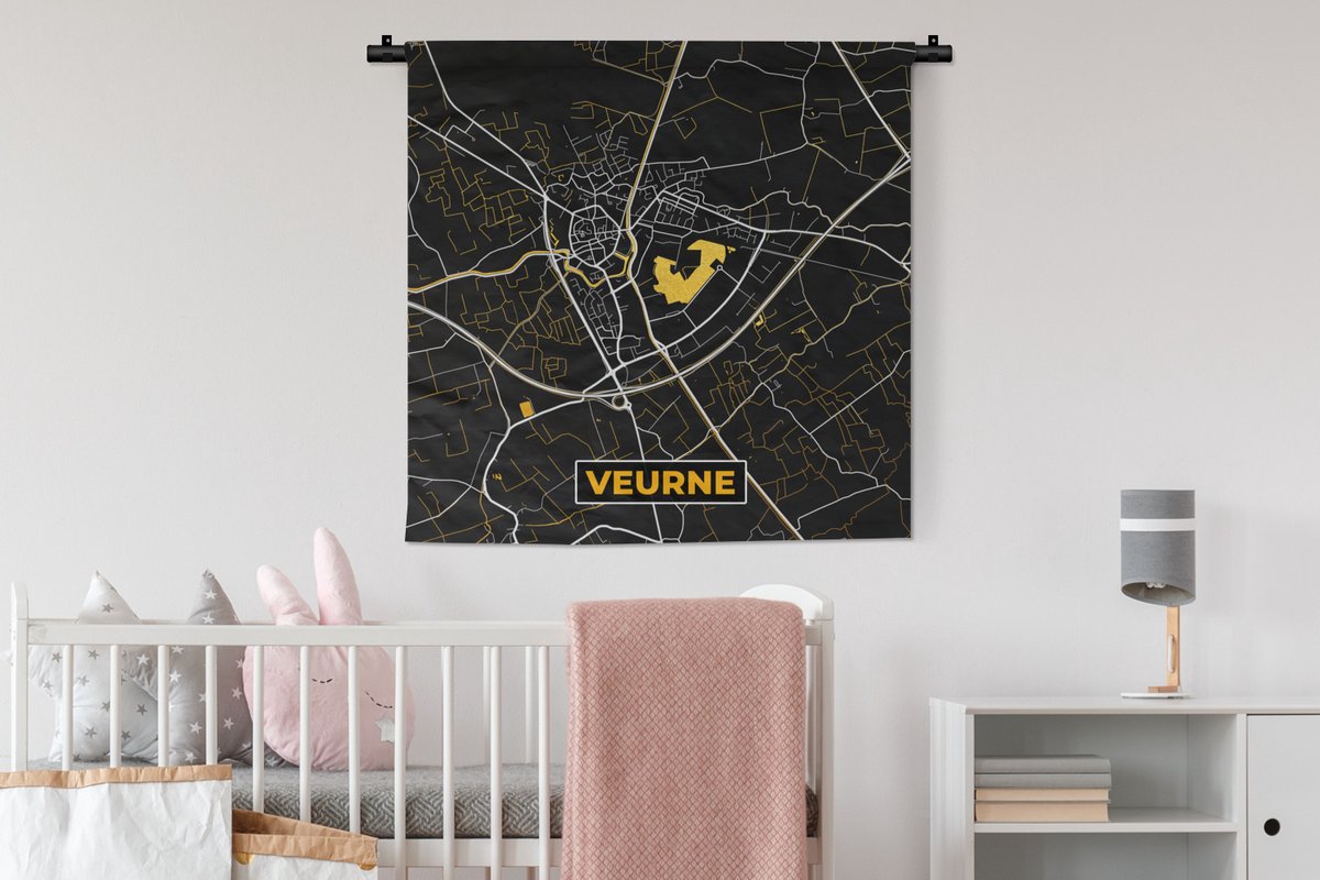 Wandkleed - Wanddoek - Veurne - Plattegrond - Kaart - Goud - Stadskaart ...