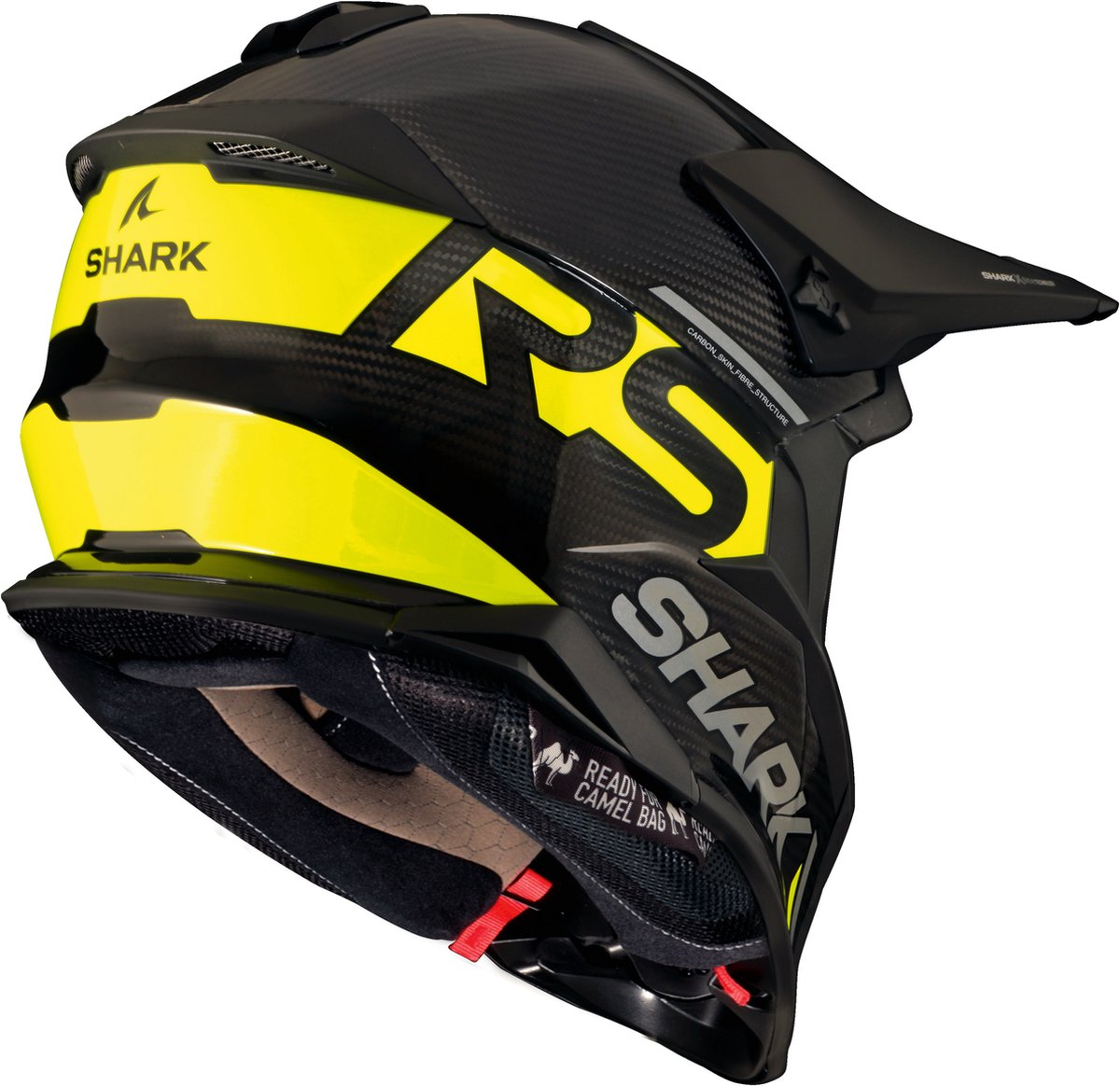 SHARK VARIAL RS CARBON FLAIR Motorhelm crosshelm Carbon Geel Carbon ...