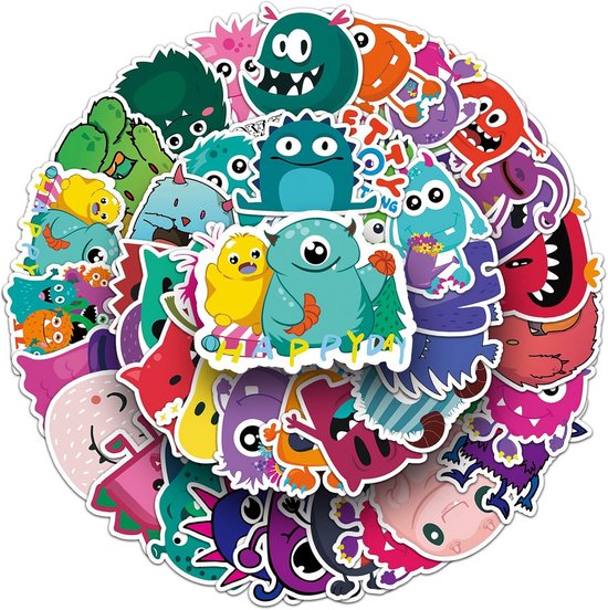 100 Stuks Vrolijke Monster Stickers - Waterdicht Vinyl Decoratie voor ...