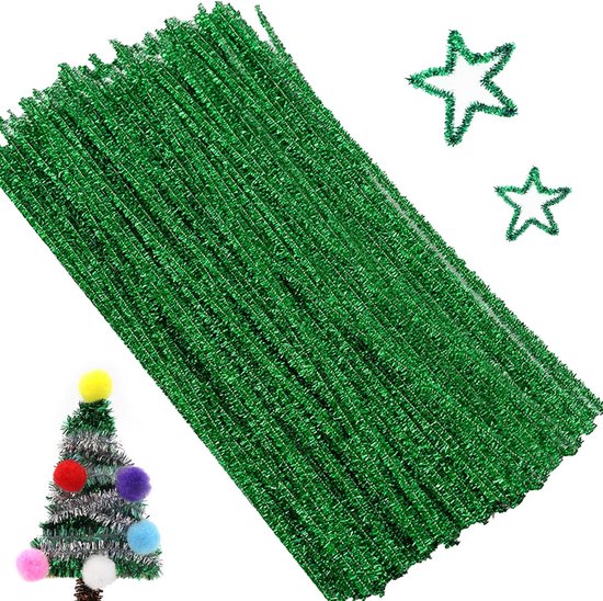 100 Glitter Pijpenragers Knutselen 30cm - Kleurrijk Chenille Stelen ...
