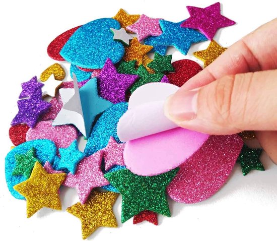 260 Kleurrijke Glitter Foam Stickers Zelfklevend in Sterren en ...