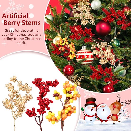 Kerstdecoratie: Kunstmatige kersttakken met holly bessen in rood voor ...