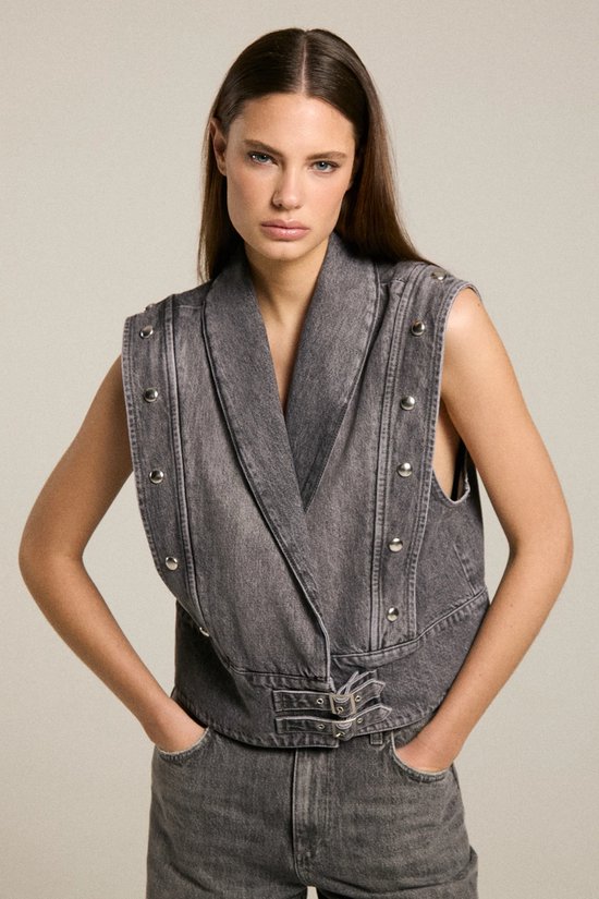 H-CW25M65 Waistcoat With Belt and Studs | bol