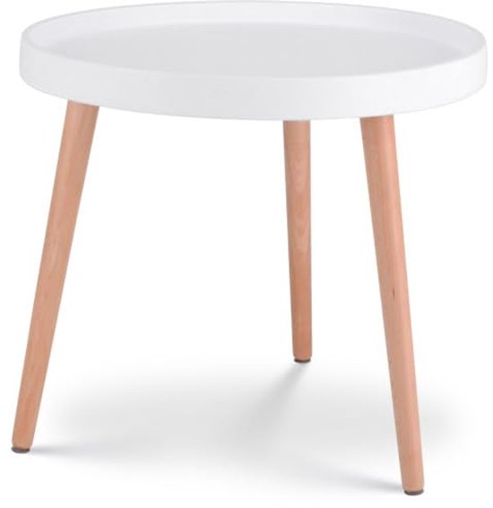 Ronde houten salontafel - Scandinavische stijl - Ø 50 cm - wit | bol