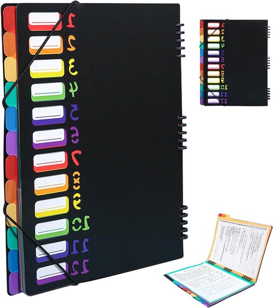 Allecto Plus - Waaiermap A4 met 12 vakken in zwart voor school en ...