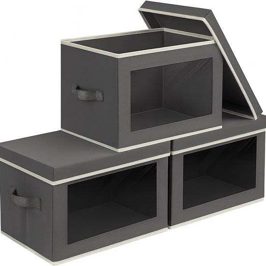 Opbergdozen Set van 3 - 71L Totale Capaciteit - Stofdicht & Opvouwbaar ...