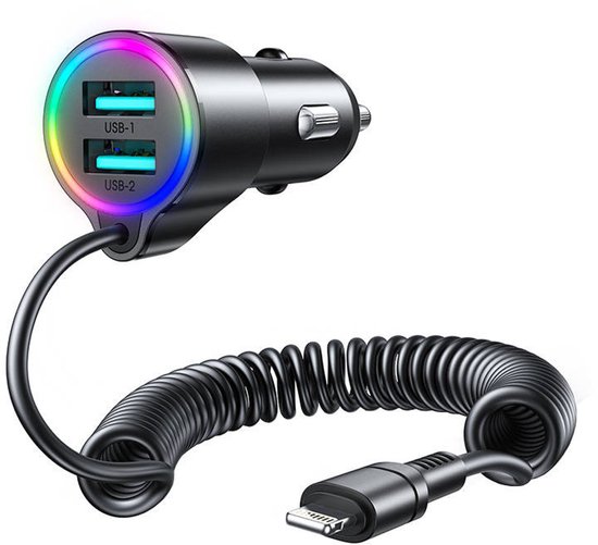 Joyroom Autolader Oplader Lightning & USB-A Snellader - 17W (1.5m ...