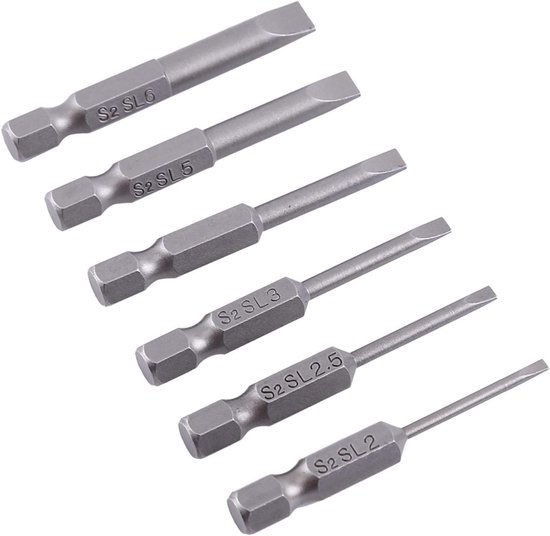 6Pcs Hex Shank Screwdriver Bit Set, S2 Alloy Slotted Bits Slotted Screwdriver Bit Kit... | bol