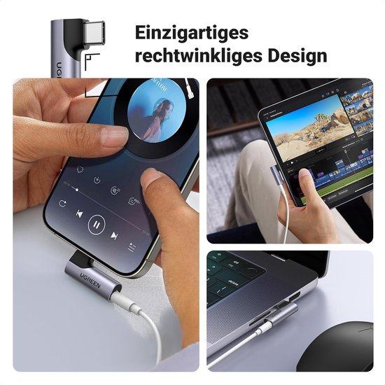 USB-C naar 3.5mm Adapter met DAC Chip - iPhone, Galaxy, iPad, Mac ...