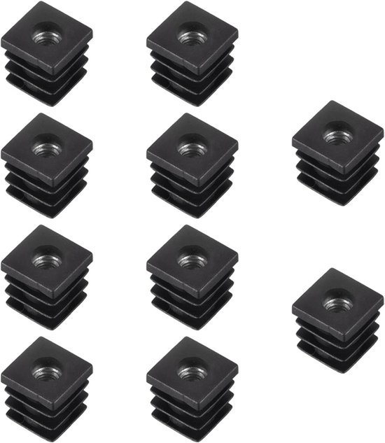 10 Pcs Threaded Square Tube Inserts, 16 x 16mm M8 Push-In Plastic ...